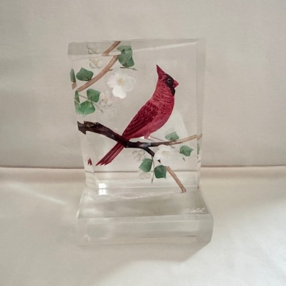 Accents | Vintage Engraved Red Cardinal On Branch Acrylic Art Plaque ...